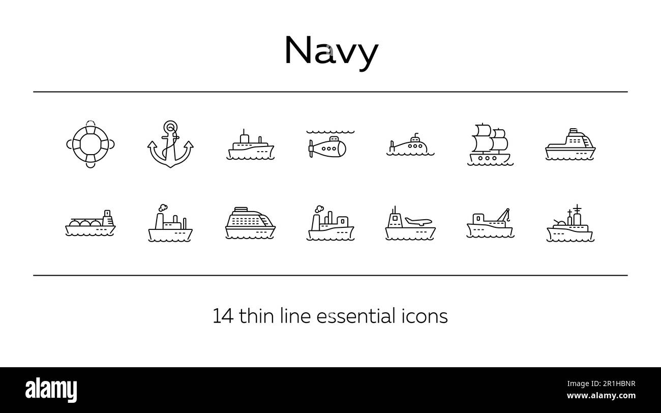 Navy line icon set Stock Vector Image & Art - Alamy
