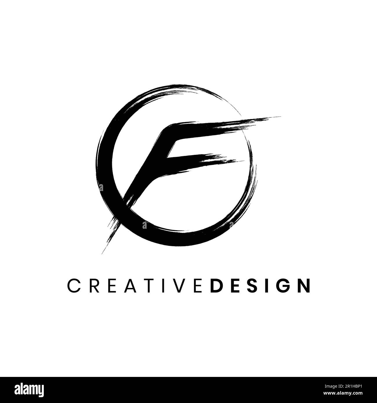 Hand Drawn Brush Stroke Letter F Logo Design Vector Stock Vector Image