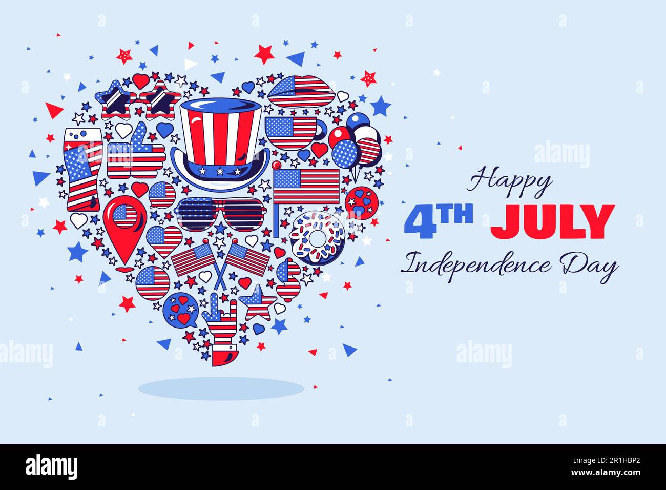 Heart shaped July 4th Independence Day collage. Patriotic holiday ...