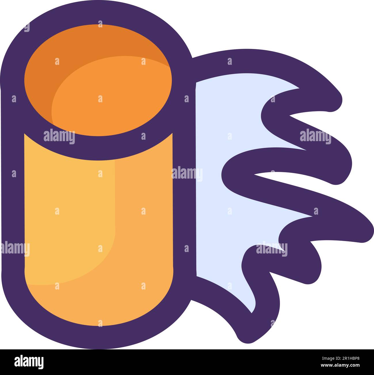 Roll of old wrapping paper, recycling of cellulose packaging. Flat icon ...