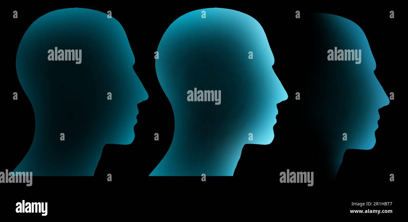 blue glow holographic futuristic human head Stock Photo - Alamy