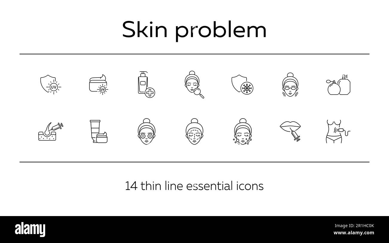Woman skin problem illustration Black and White Stock Photos & Images ...