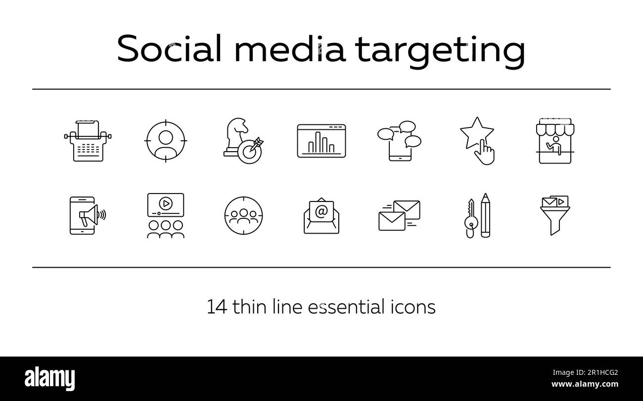 Social media targeting line icon set Stock Vector Image & Art - Alamy