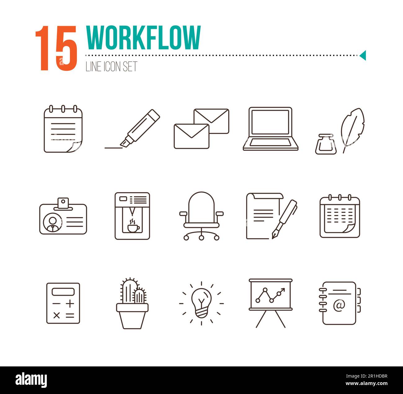 Education workflow icon outline Cut Out Stock Images & Pictures - Alamy