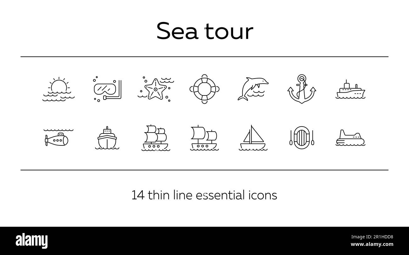 Sea transport line icon set Stock Vector Image & Art - Alamy