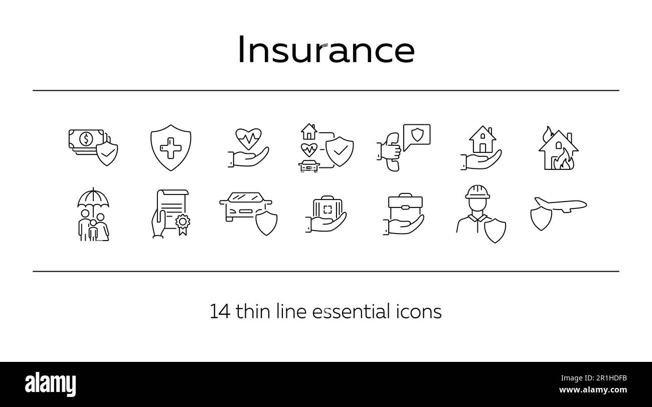 Insurance line icon set Stock Vector Image & Art - Alamy
