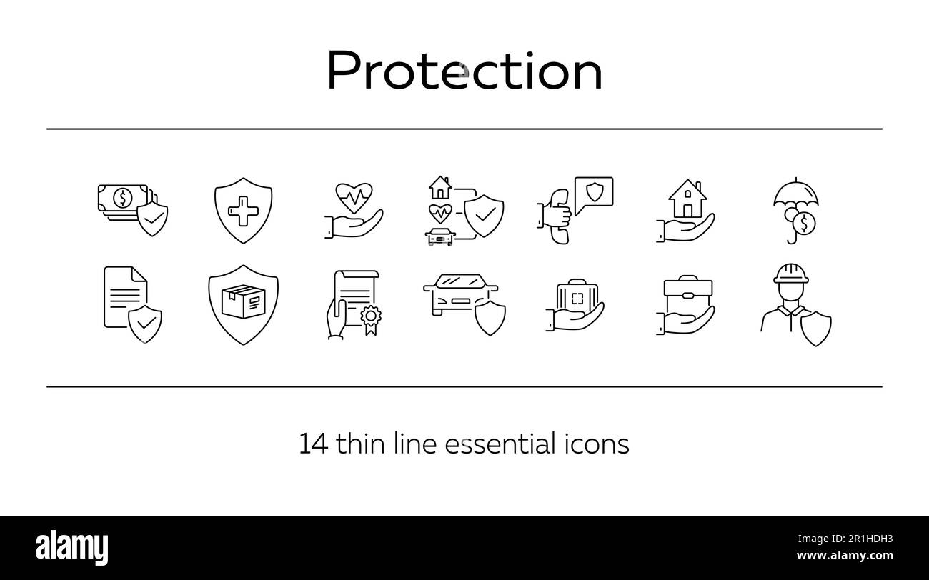 Protection line icon set Stock Vector Image & Art - Alamy