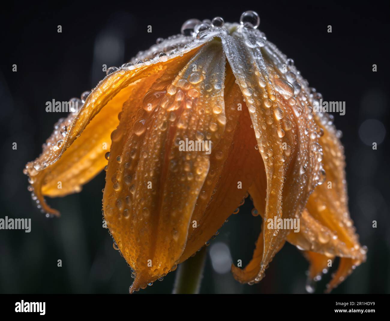 A stunning close-up of a dew-covered daffodil bloom, captured with ...