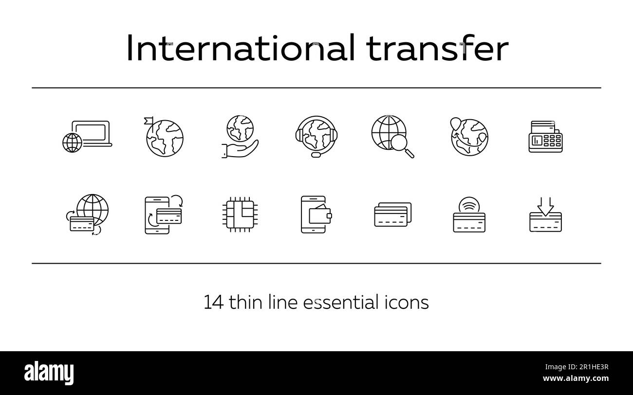 International transfer line icon set Stock Vector Image & Art - Alamy