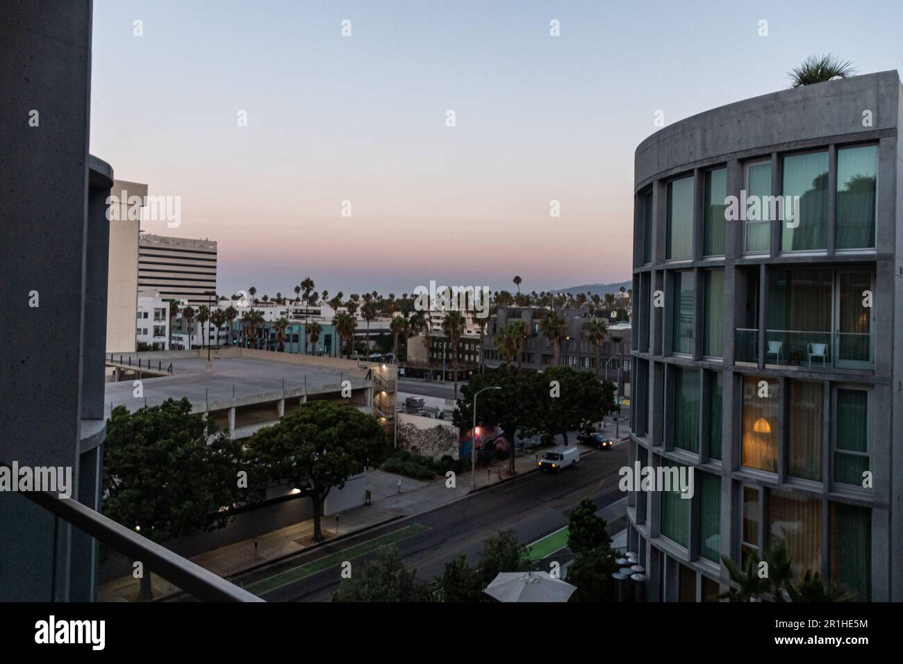 Santa Monica, California, USA: Sunrise over 7th Street in Santa Monica ...