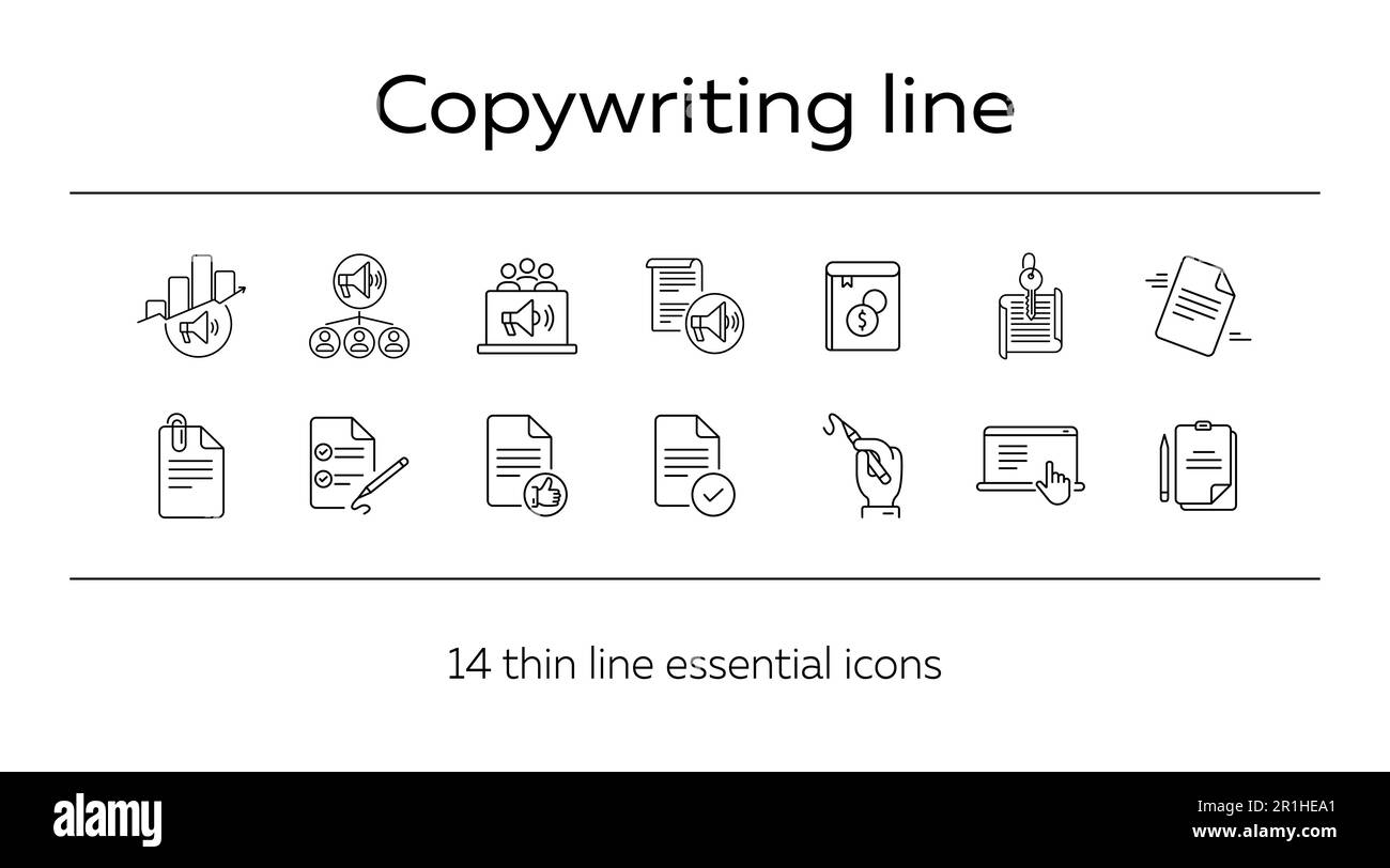 Copywriting line icons Stock Vector Image & Art - Alamy