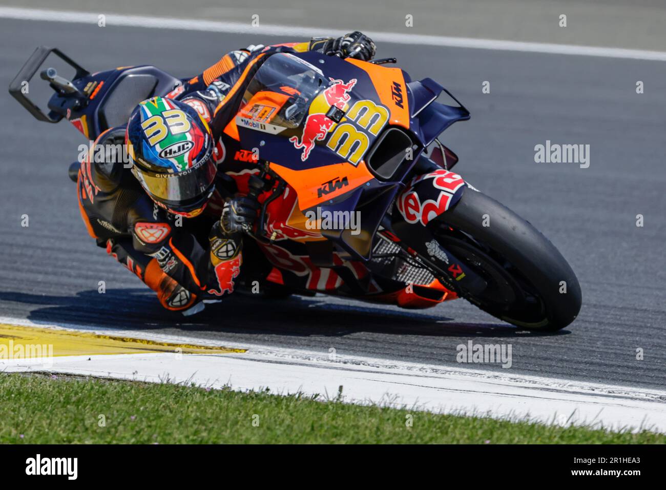 South African rider Brad Binder of the Red Bull KTM Factory Racing steers his motorcycle during ...