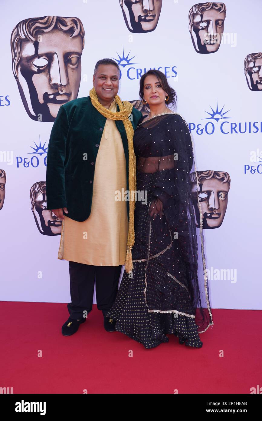 Chair of Bafta, Krish Majumdar, and his wife attending the Bafta ...