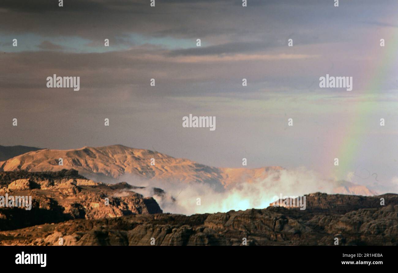 Jordan: Mountains, rainbow, morning mist, north of Petra. Photo by Joan ...