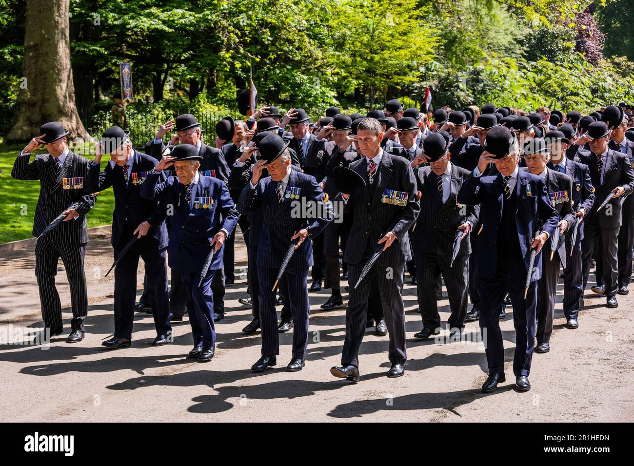 London, UK. 14th May, 2023. The march past in front of the Duke of Kent ...