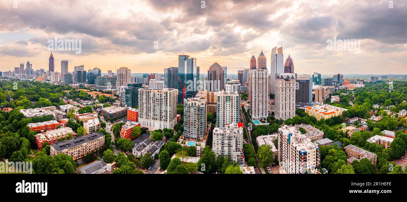 Atlanta, Georgia, USA overlooking Piedmont Park at dusk Stock Photo - Alamy