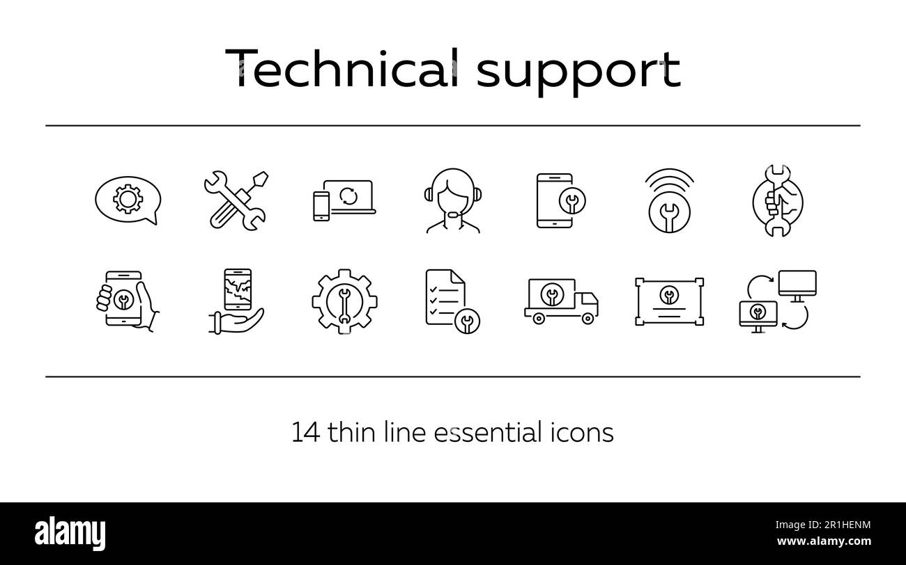 Technical support line icon set Stock Vector Image & Art - Alamy