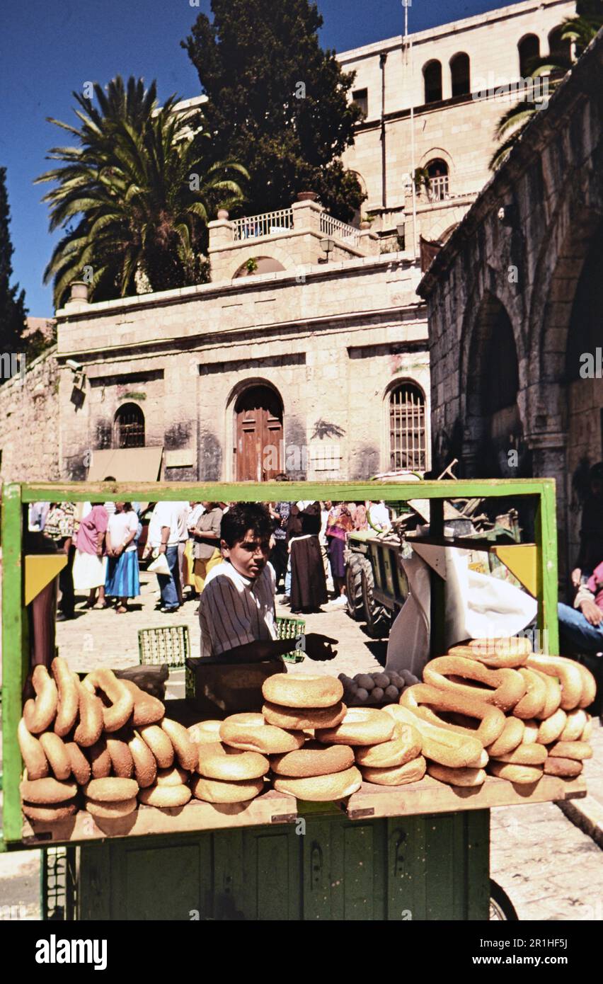 Israel: Bread vendor in the street of the old city of Jerusalem. Photo ...