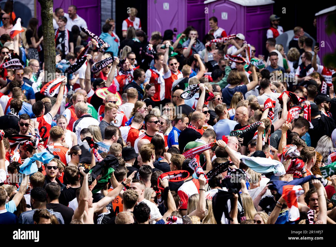 ROTTERDAM - Feyenoord fans in the center of Rotterdam, prior to their ...