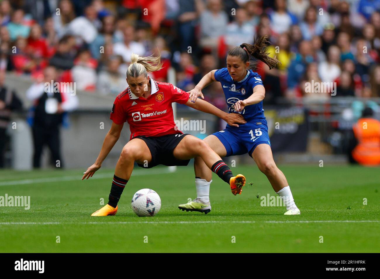 London, UK. 14th May, 2023. Eve Perisset (15 Chelsea) fouls Alessia ...