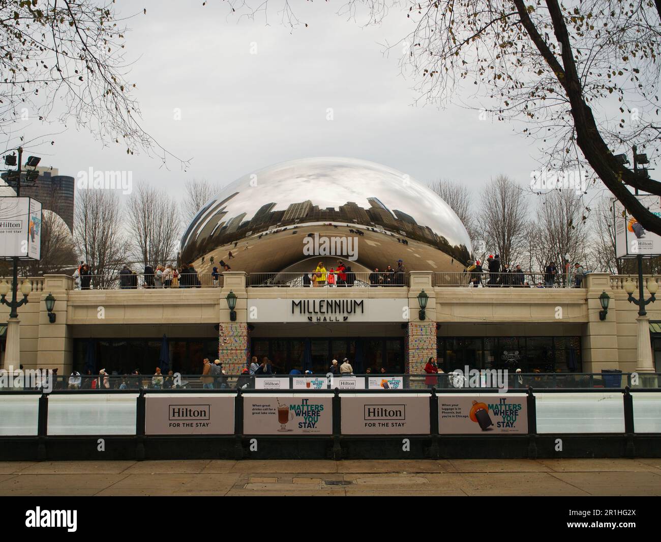 A beautiful shot of Millennium Park Ice Rink Cloud Gate, Chicago Stock ...