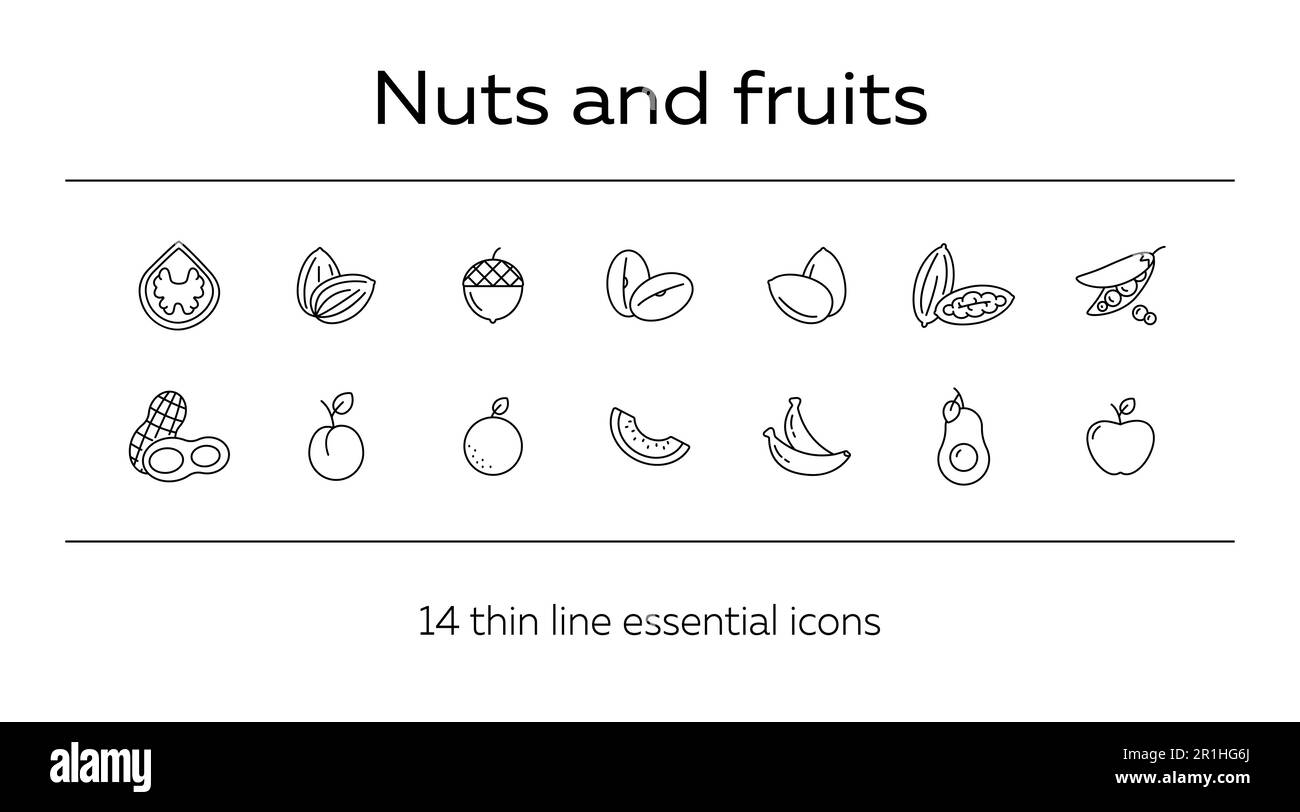 Nuts and fruits icons Stock Vector Image & Art - Alamy