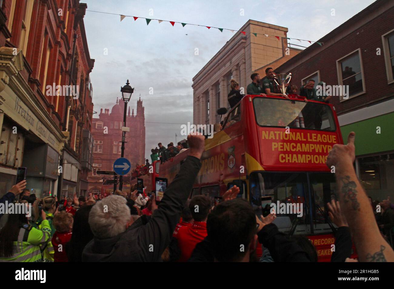 Wrexham FC bus parade celebrating success in national league Stock ...