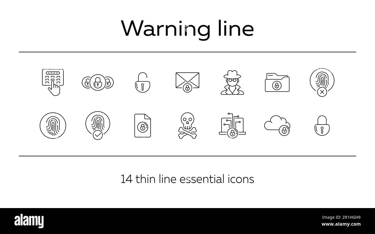 Warning line icons Stock Vector Image & Art - Alamy