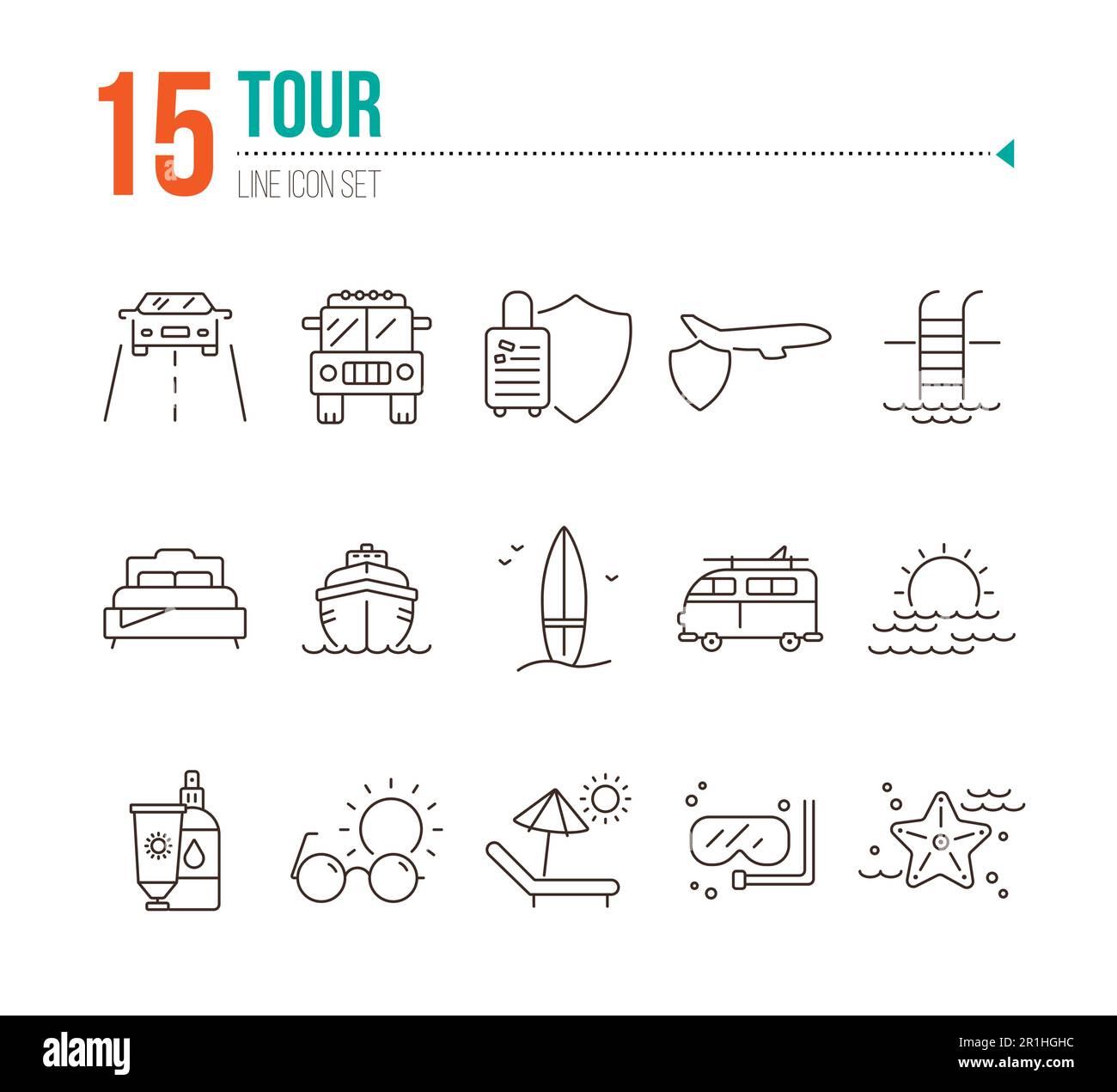 Tour line icon set Stock Vector Image & Art - Alamy