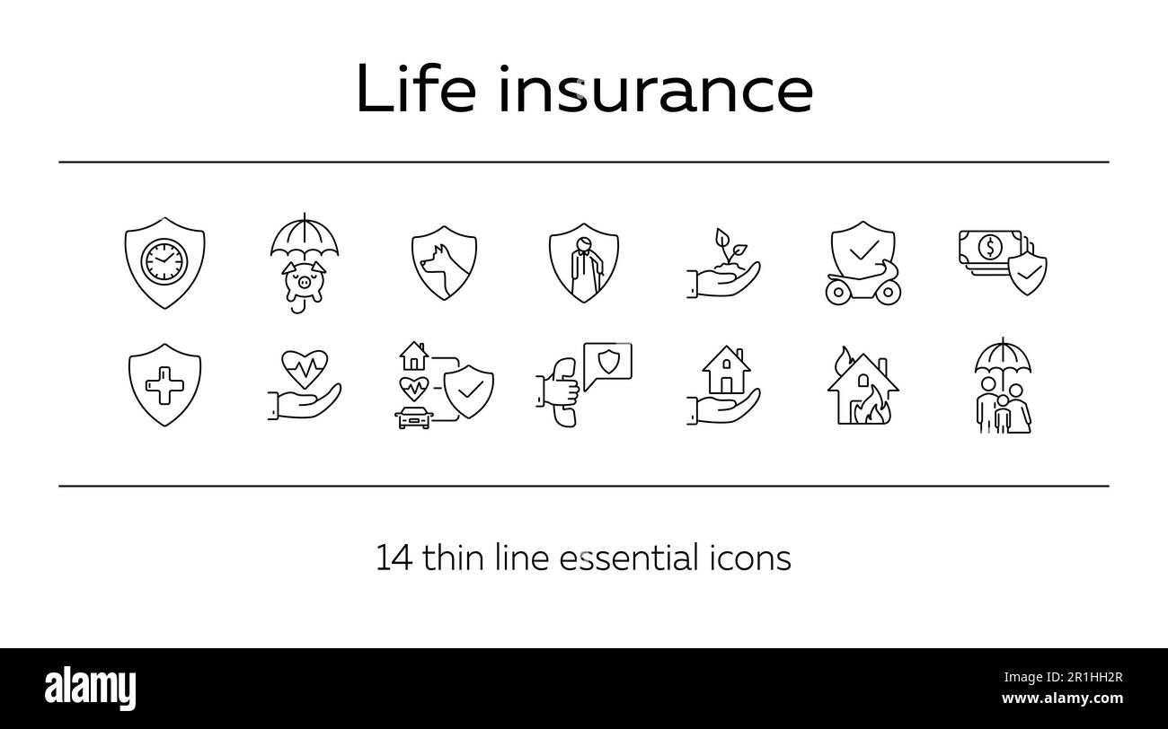 Life insurance line icon set Stock Vector Image & Art - Alamy