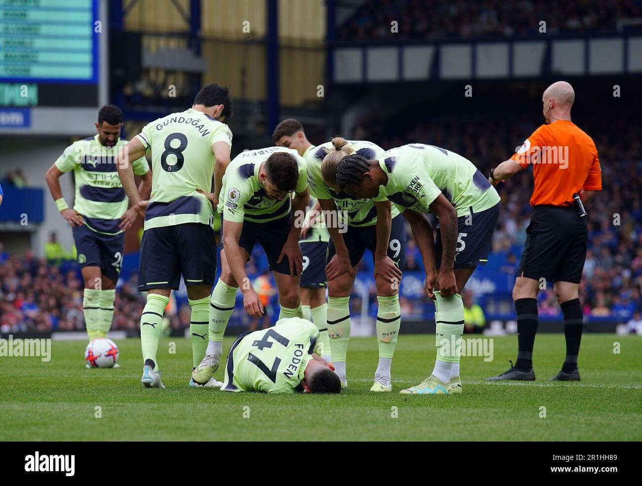 Manchester City's Phil Foden picks up an injury during the Premier ...