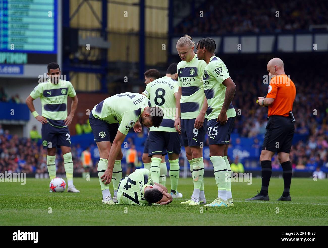 Manchester City's Phil Foden picks up an injury during the Premier ...