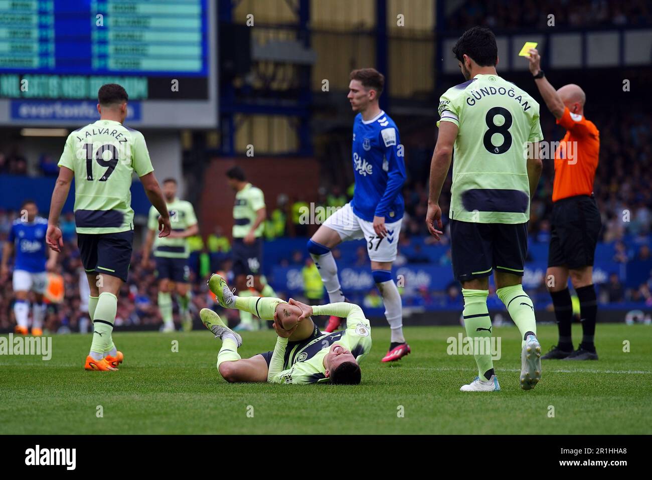Manchester City's Phil Foden picks up an injury during the Premier ...