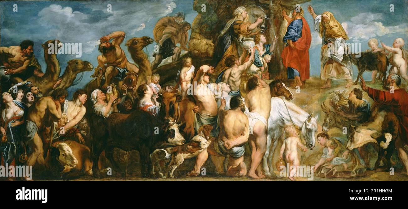 Story of Prophet Moses, Moses Strikes Water from the Rock, Painting by ...