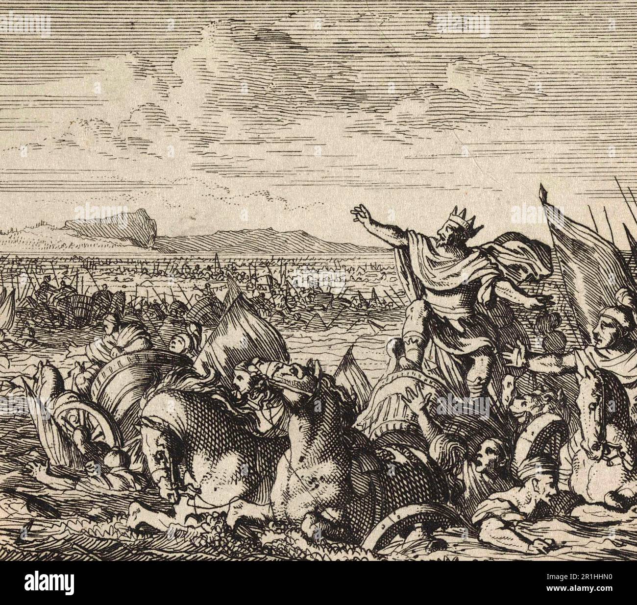 Story of Prophet Moses, Pharaoh's army drowns in the Red Sea, 1698 ...