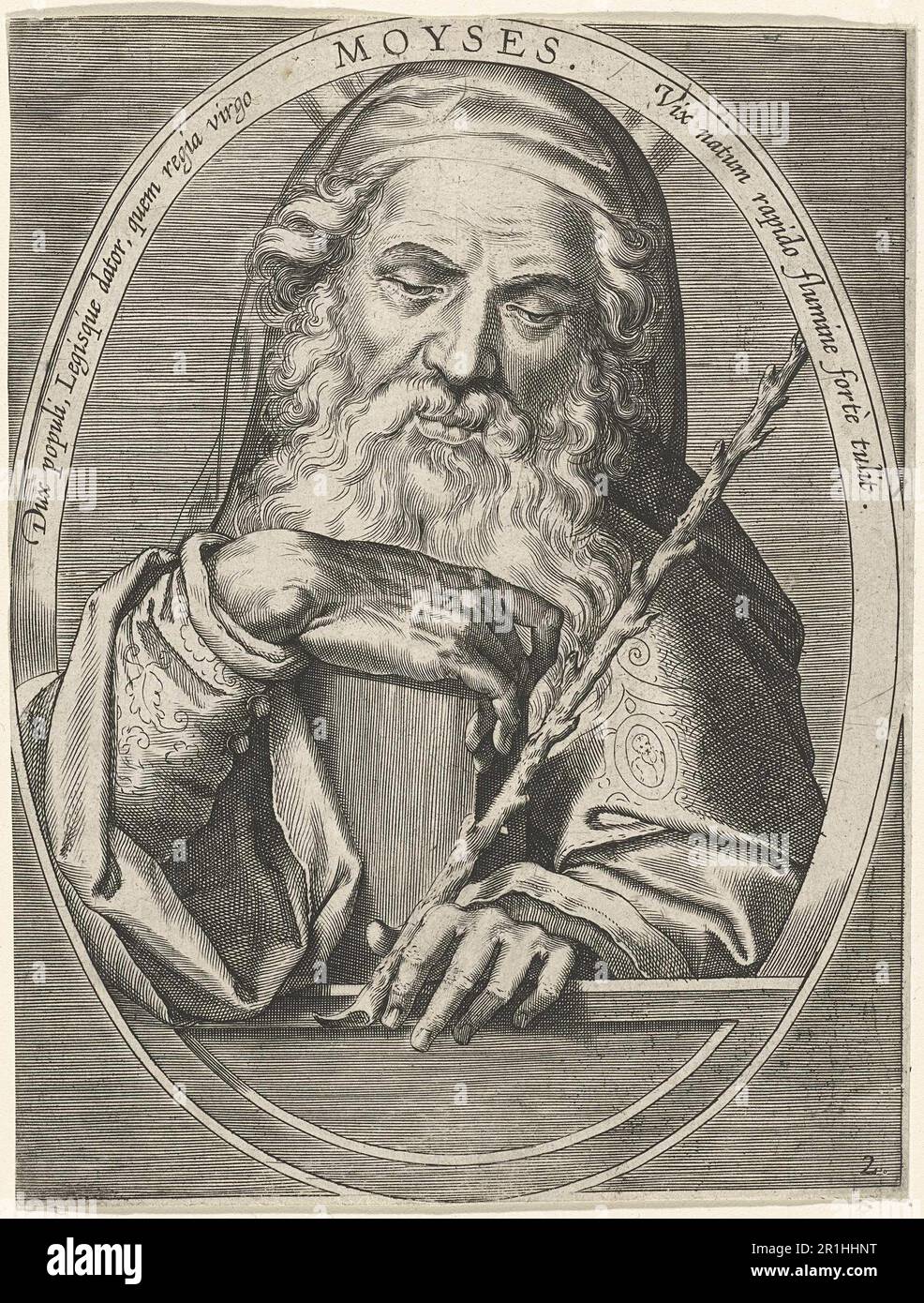 History of the Prophet Moses, Portrait of Moses, 1613, Cornelis Galle ...