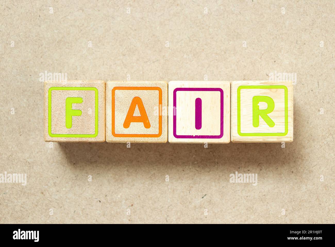 Wooden alphabet letter block in word fair on wood background Stock ...