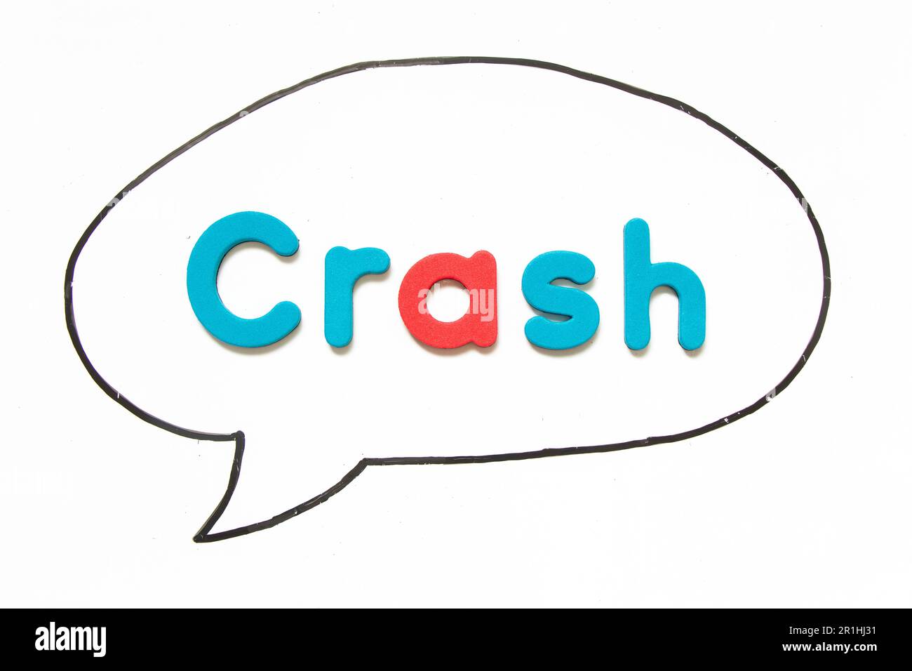 Alphabet letter with word crash in black line hand drawing as bubble ...