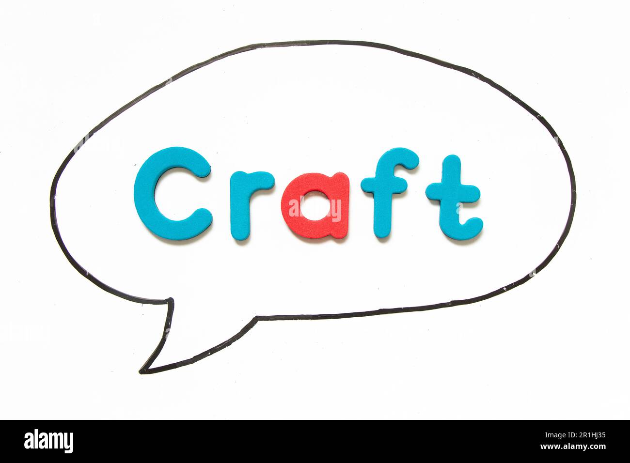 Alphabet letter with word craft in black line hand drawing as bubble ...