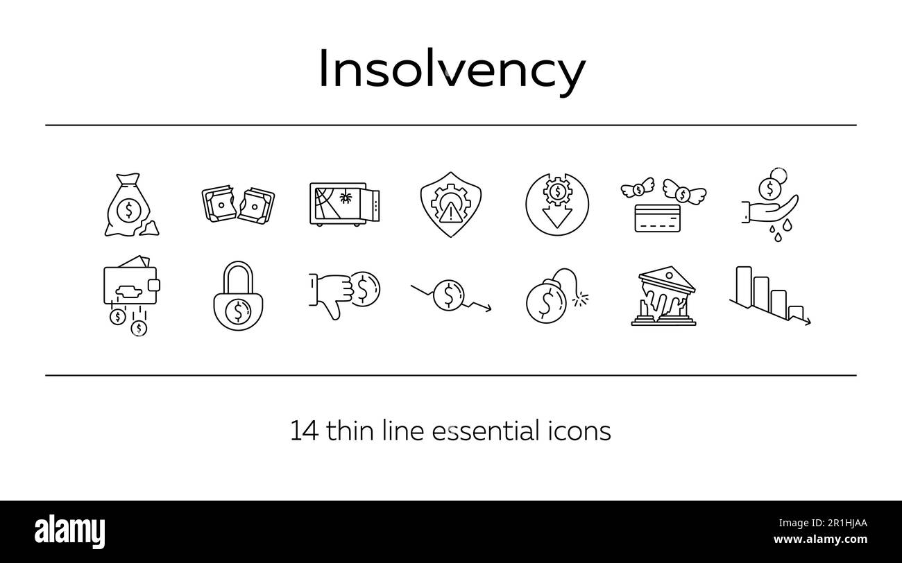 Insolvency line icon set Stock Vector Image & Art - Alamy