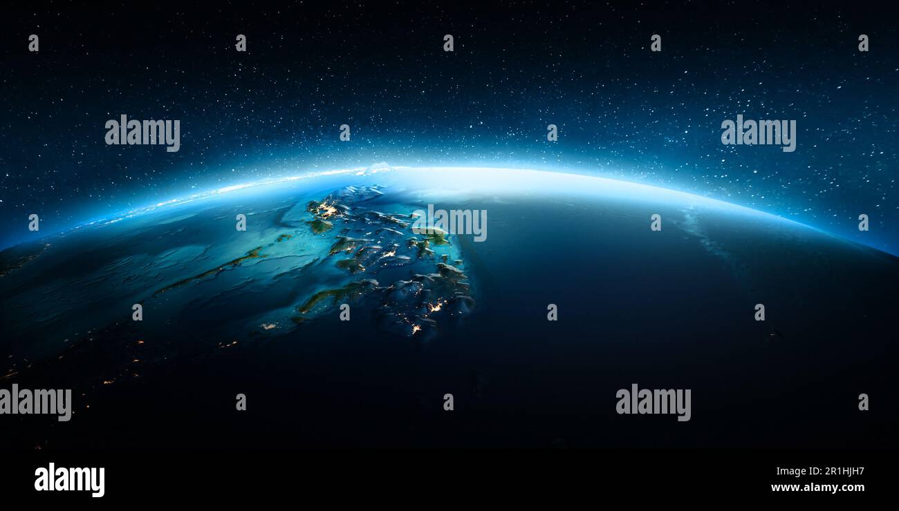 Philippines at night. Elements of this image furnished by NASA. 3d ...