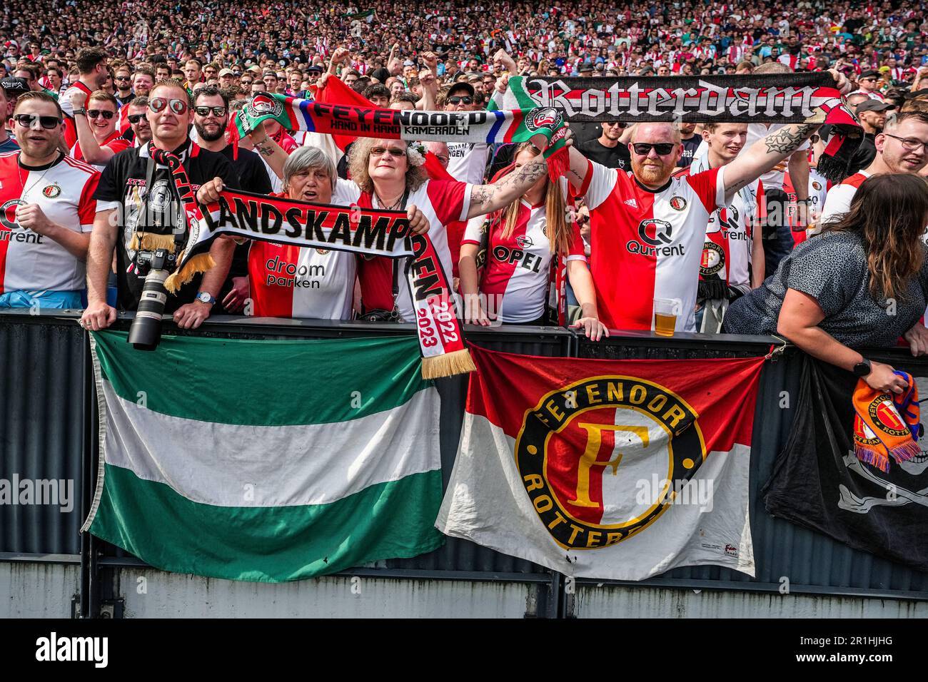 Rotterdam, Netherlands. 14th May, 2023. Rotterdam - Fans of Feyenoord ...