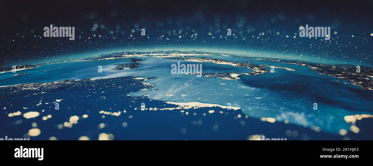 Mediterranean Italy city lights. Elements of this image furnished by ...