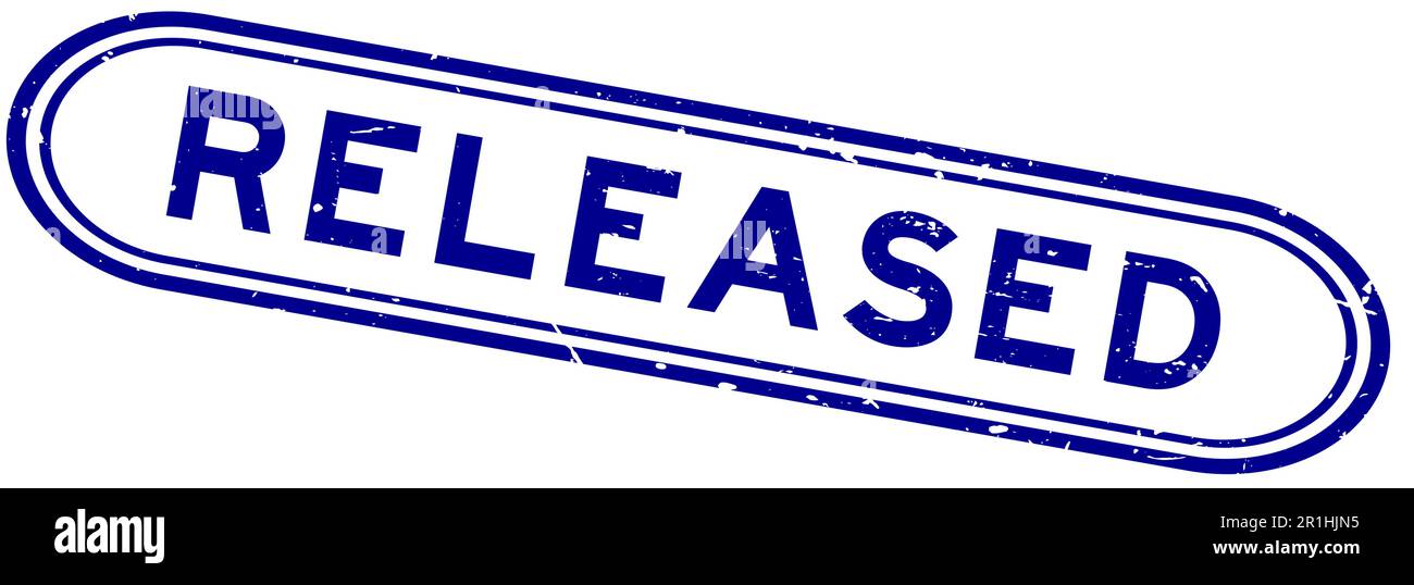 Grunge blue released word rubber seal stamp on white background Stock ...
