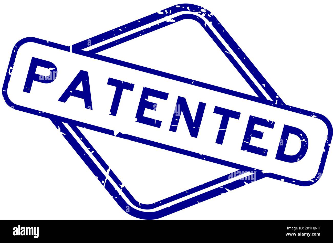 Grunge blue patented word rubber seal stamp on white background Stock ...