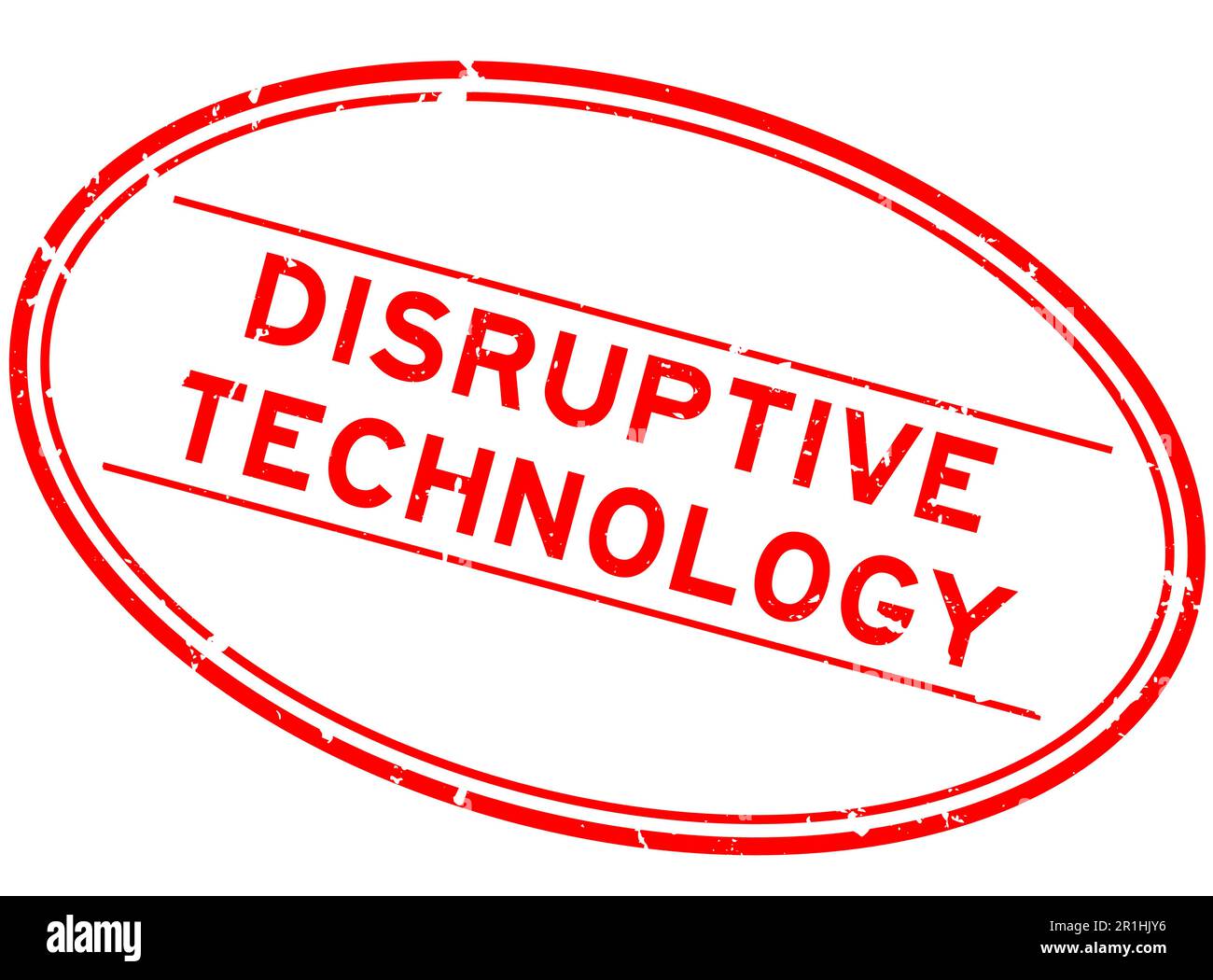 Grunge Red Disruptive Technology Word Oval Rubber Stamp In White
