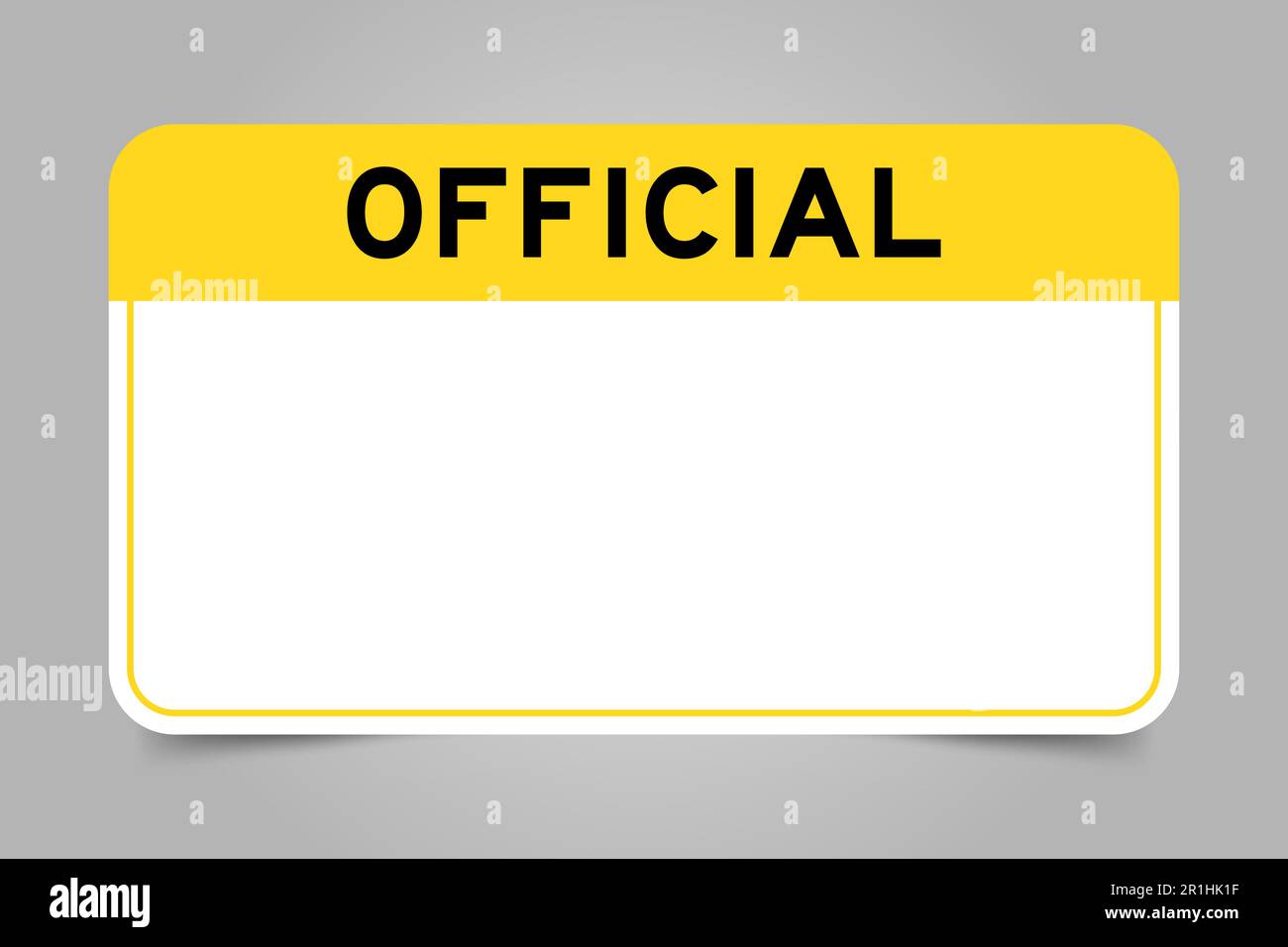 Label banner that have yellow headline with word official and white ...