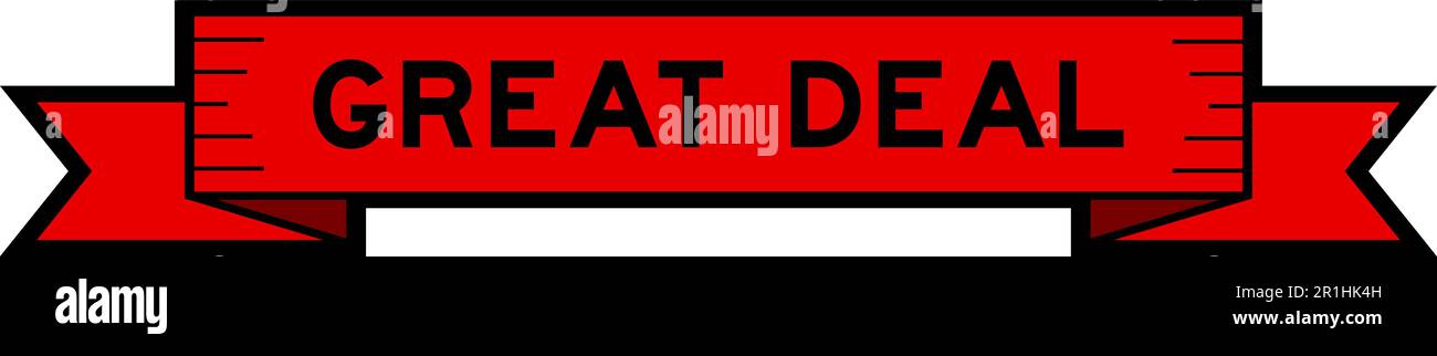 Ribbon label banner with word great deal in red color on white ...