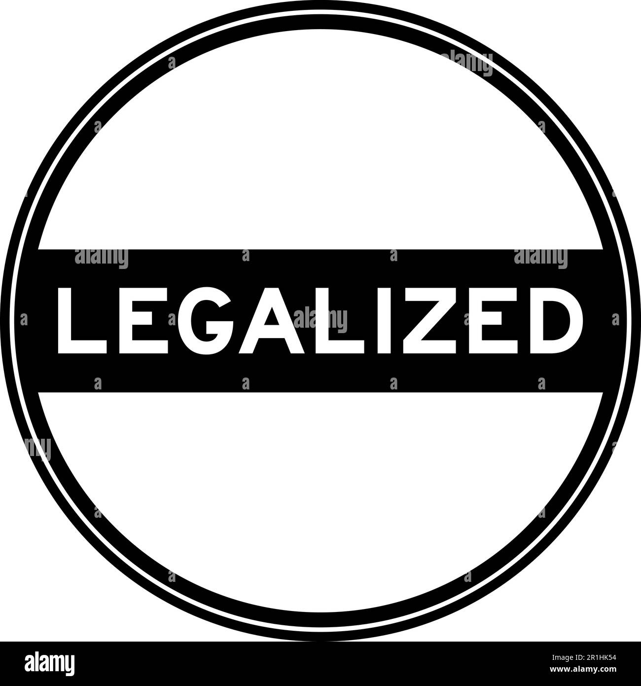 Black color round seal sticker in word legalized on white background ...
