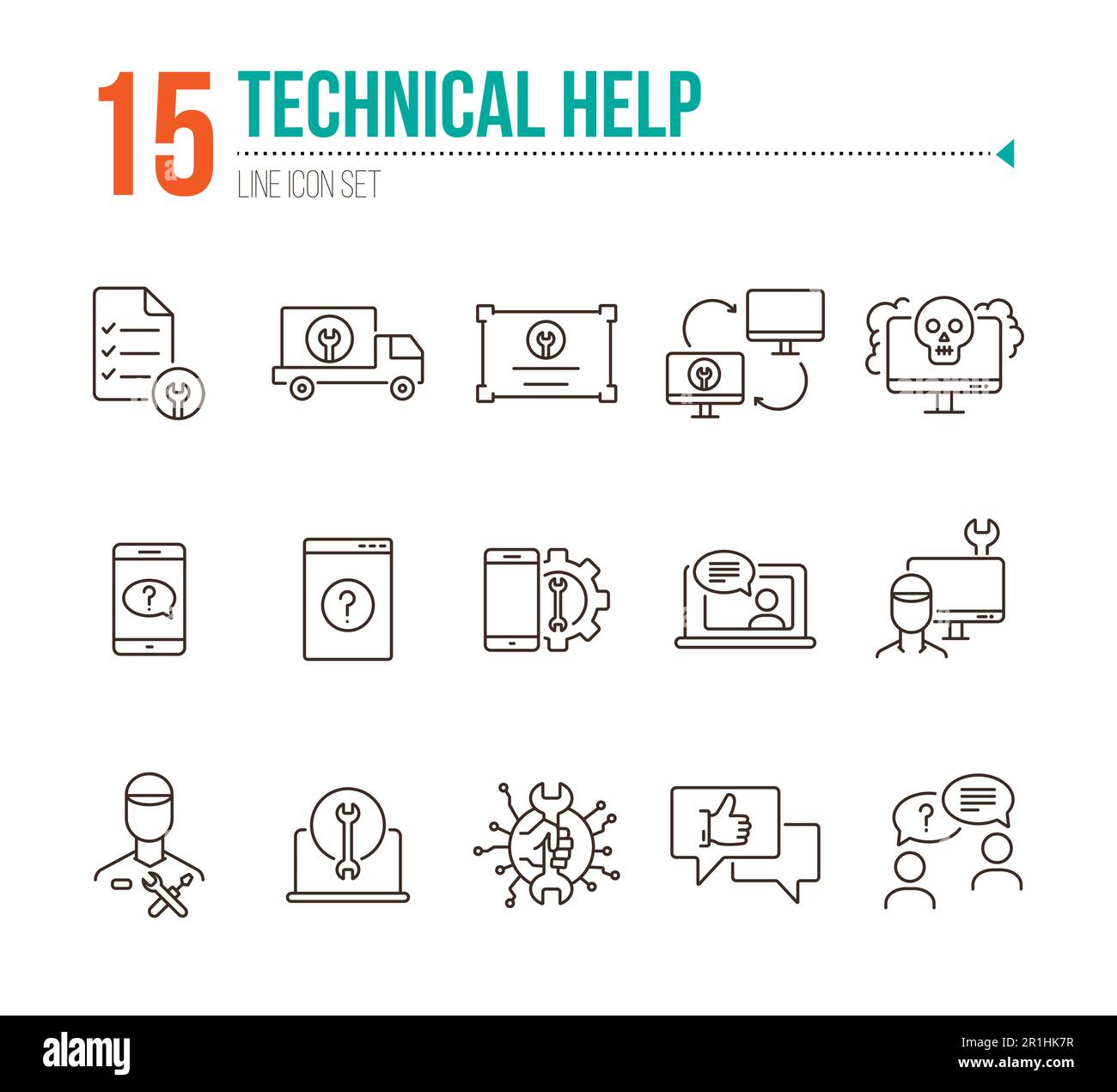 Technical help line icon set Stock Vector Image & Art - Alamy